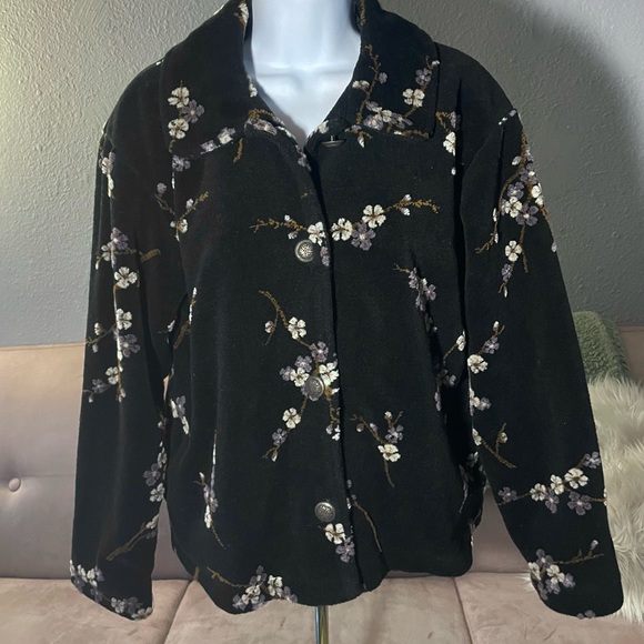 Vintage | Jackets & Coats | Vintage 9s Tsunami Flower Fleece Button Up ...